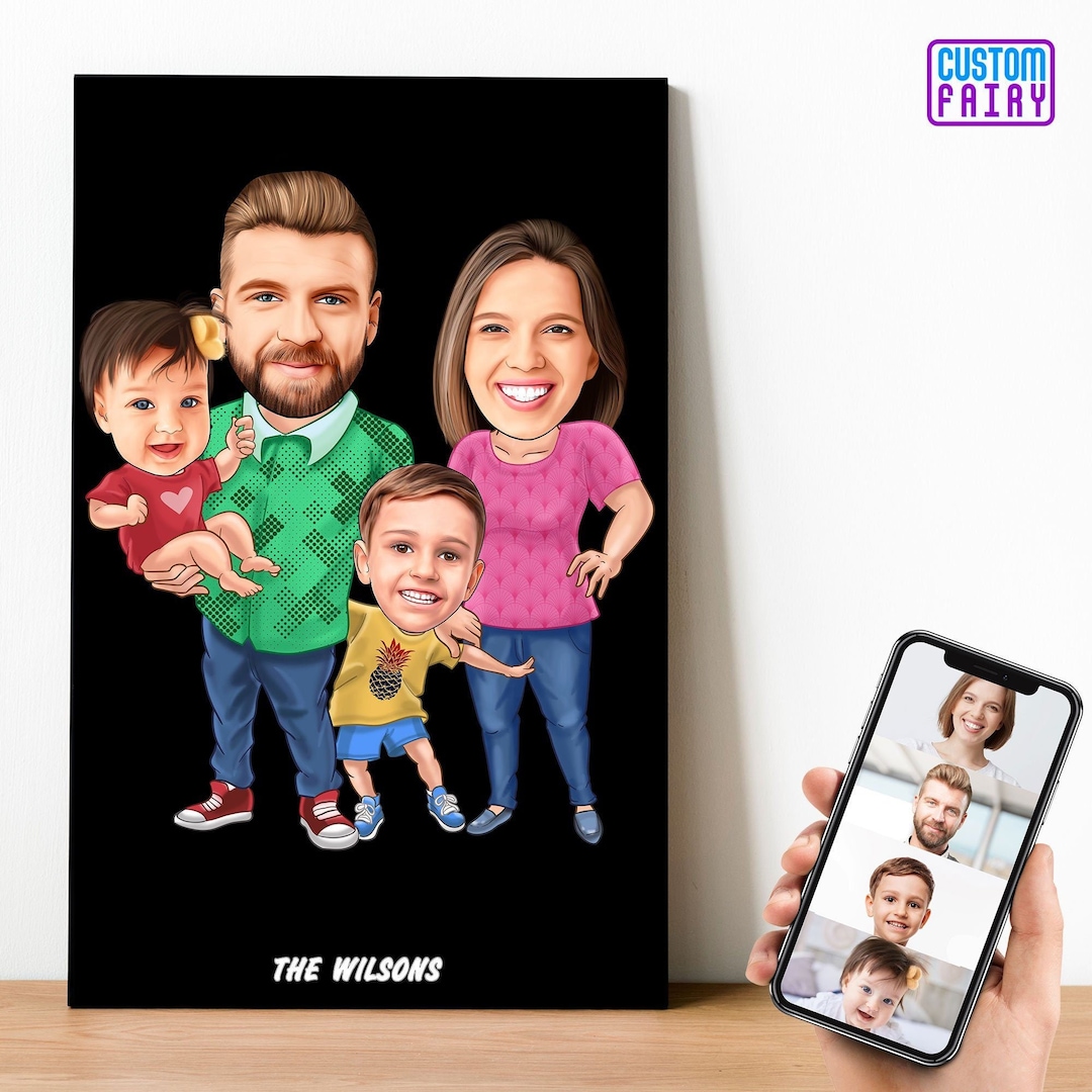 Personalized Family Cartoon Wooden Wall Art Caricature - Etsy