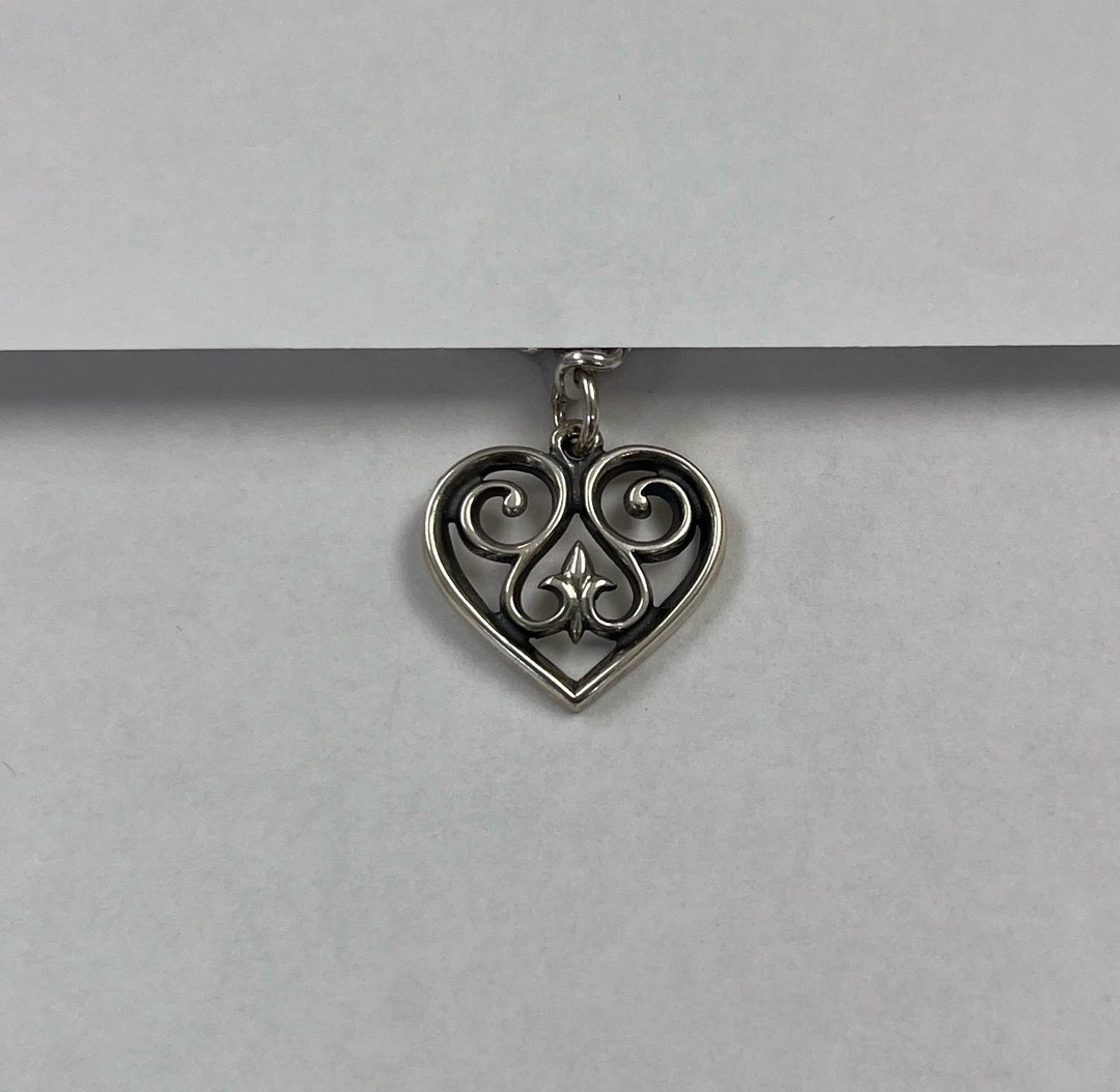 James Avery Retired French Scroll Fleur De Lis Heart Charm/pendant - Etsy