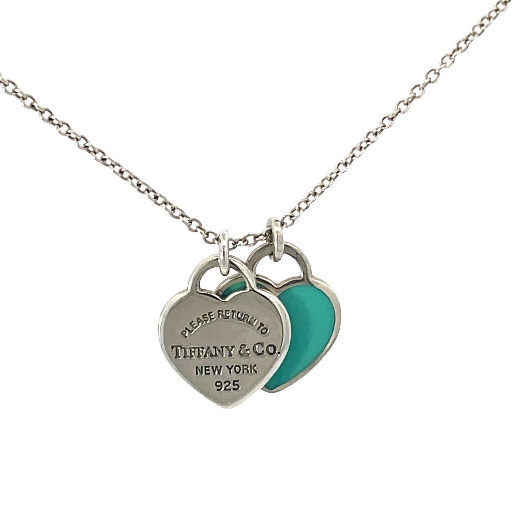 Tiffany Blue Double Heart Tag Pendant MINI - Etsy