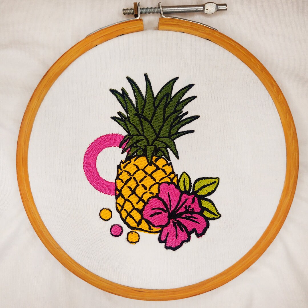 Pineapple Machine Embroidery/ Fruit Flower Designs/ Hibiscus Embroidery ...