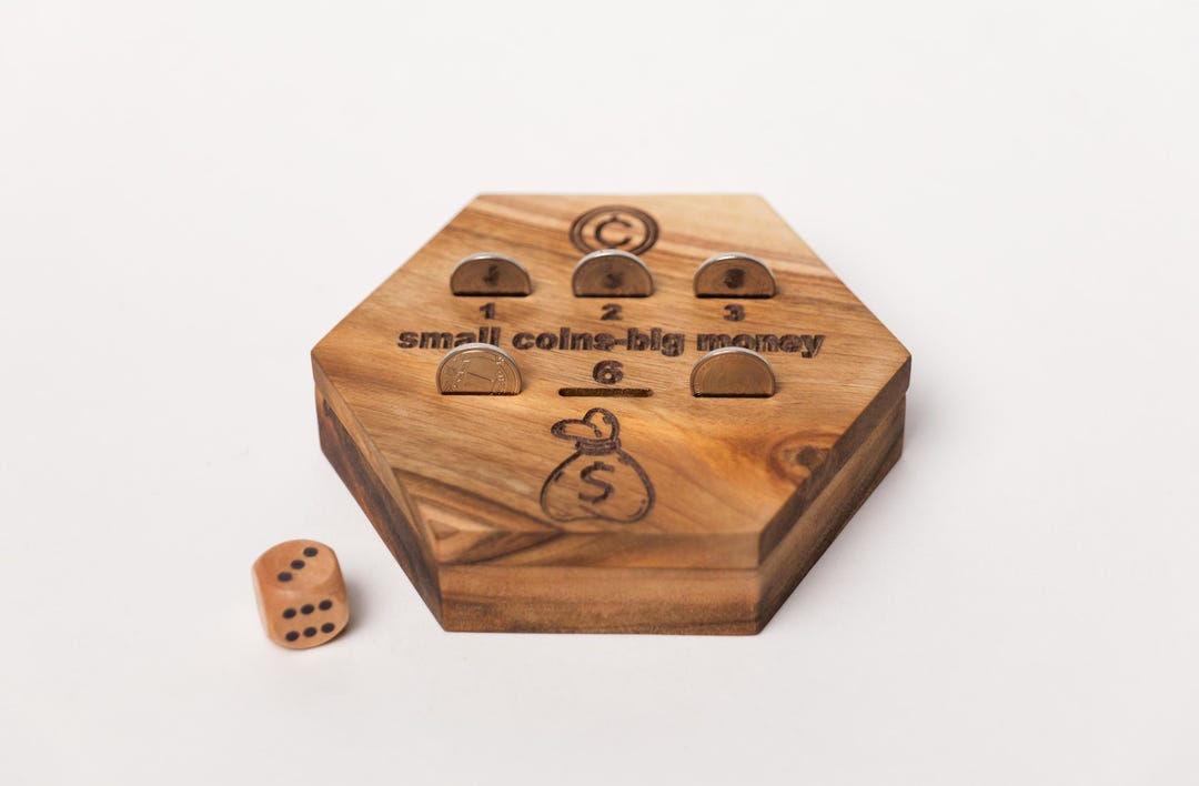 Wooden Small Penny Game. Dice Games. Coins Drop. Personalized Engraved ...