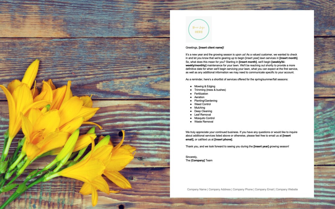 Routine Lawn Maintenance Service Notice Template MS Word Small Business ...