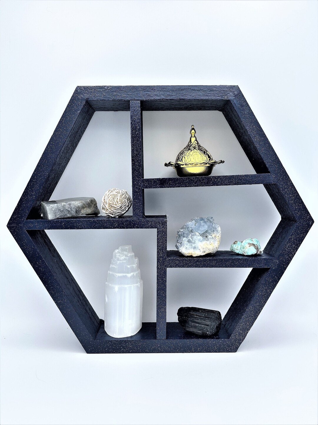 Crystal Display Shelf, Feng Shui Decor, Floating Shelf, Healing Crystal ...