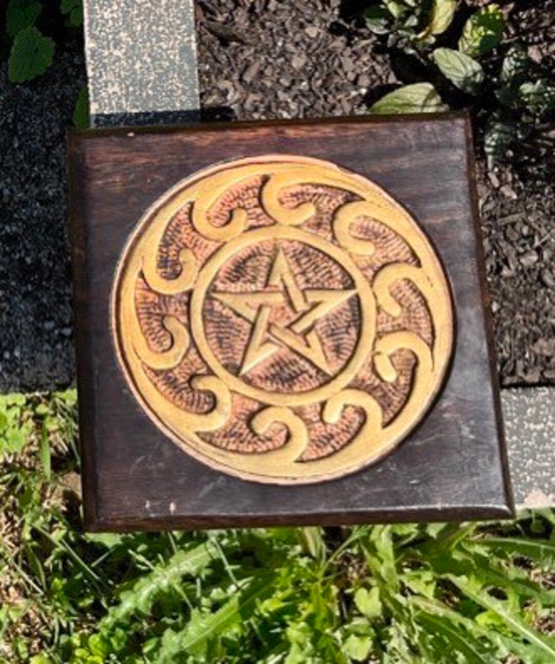 Hand Painted Pentacle Altar Table, Pentagram Altar Table, Altar Table ...