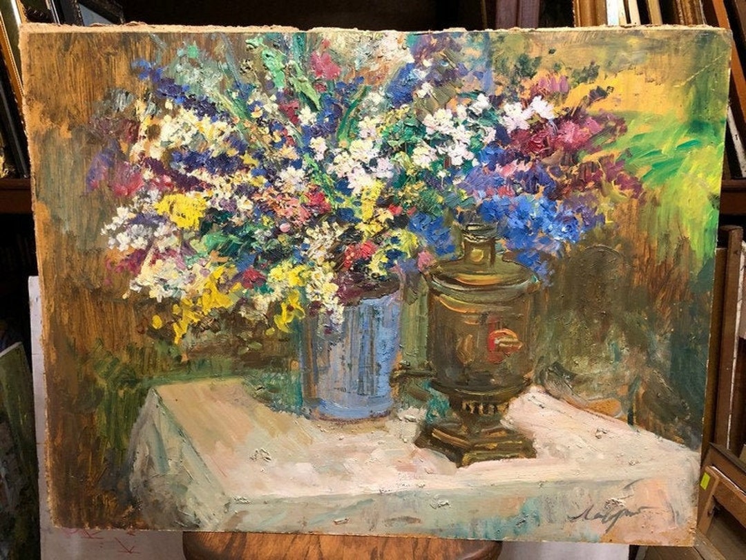 Still Life With Samovar, Ukrainian Vintage Painting by Vyacheslav ...