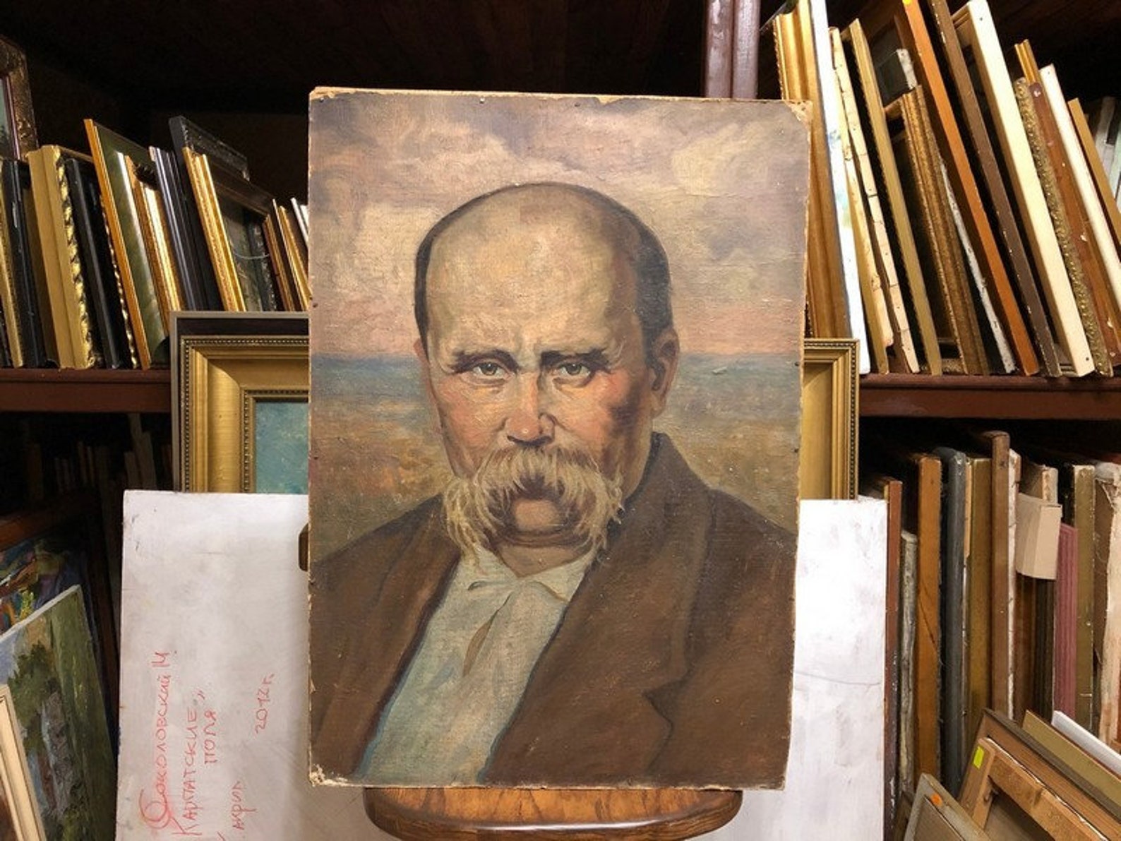 Portrait of Taras Shevchenko Soviet painting Oil on Wood by | Etsy