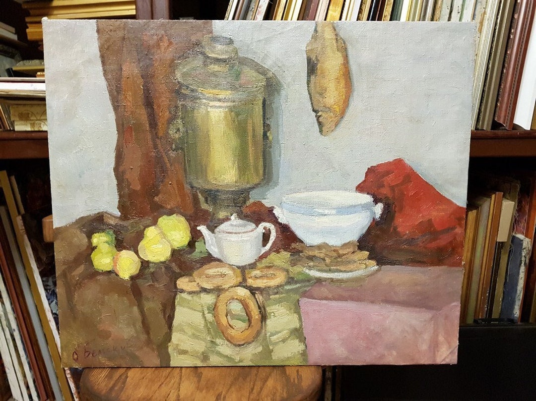 Samovar, Ukrainian Vintage Painting by Aleksandr Belsky. Oil on Canvas ...