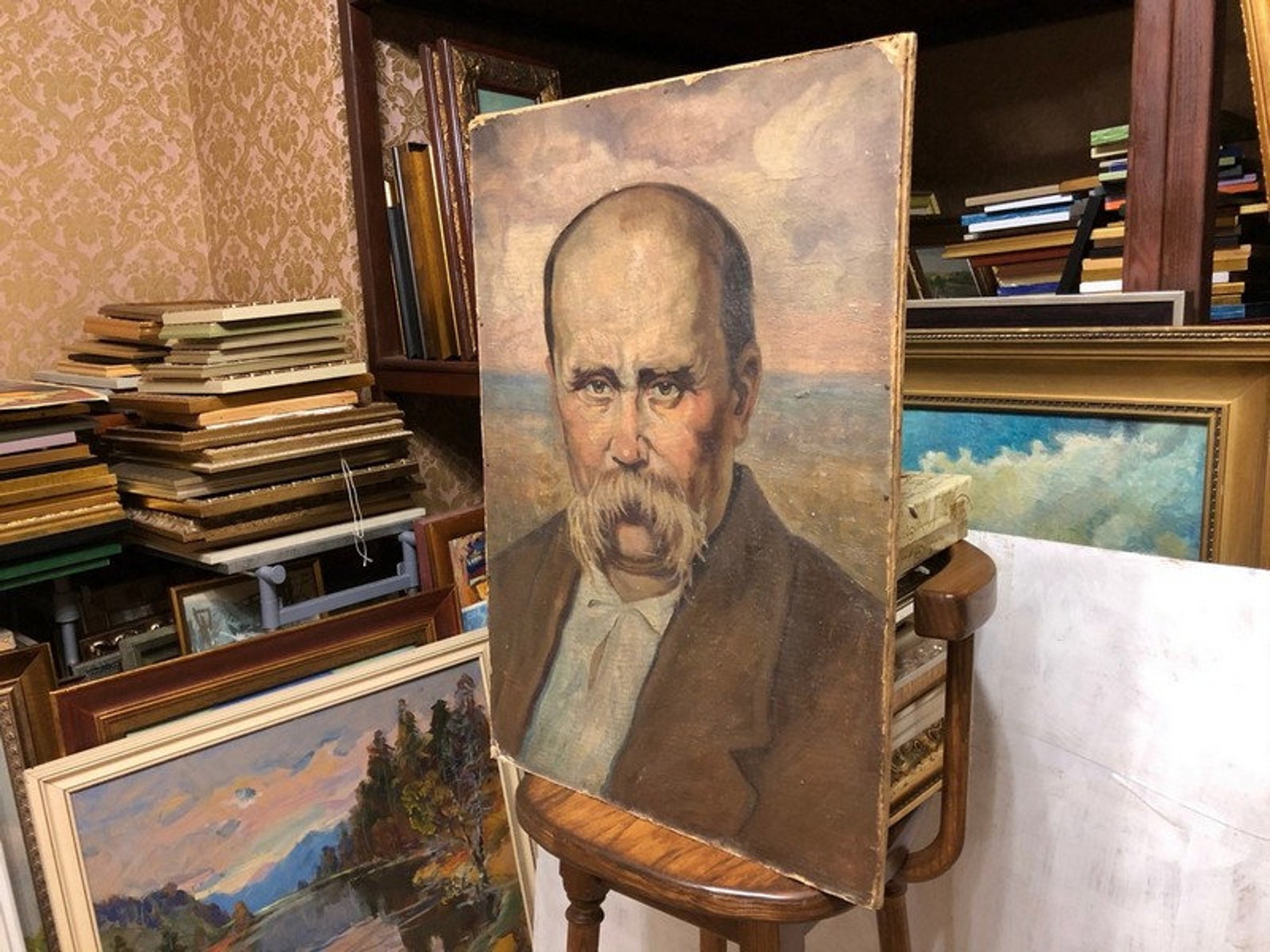 Portrait of Taras Shevchenko, Ukrainian Vintage Painting by Unknown ...