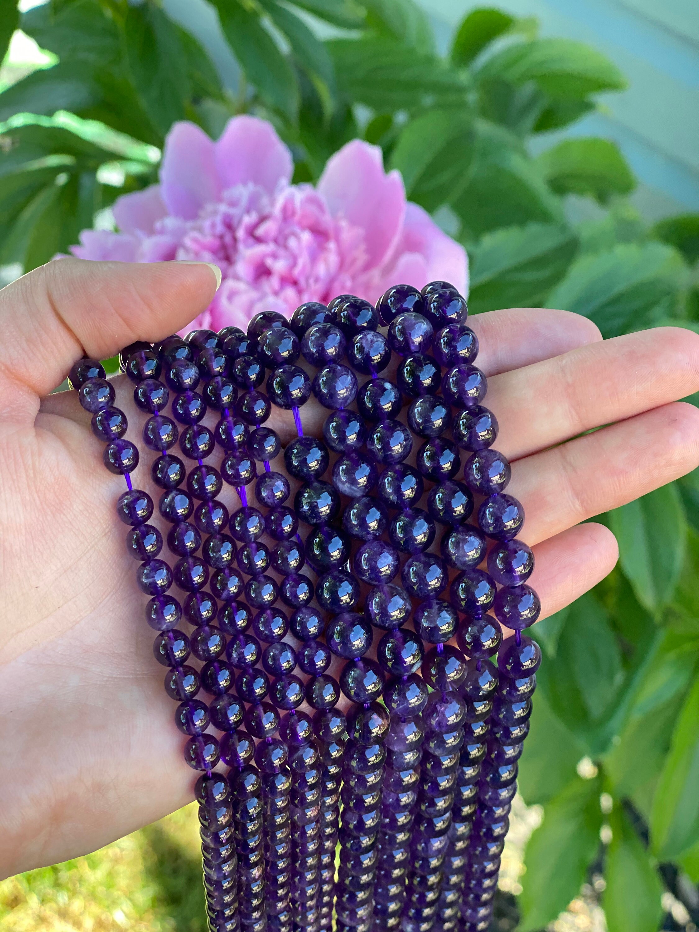 Amethyst Beads Polished Amethyst Bead 15in Strand 6mm 8mm | Etsy