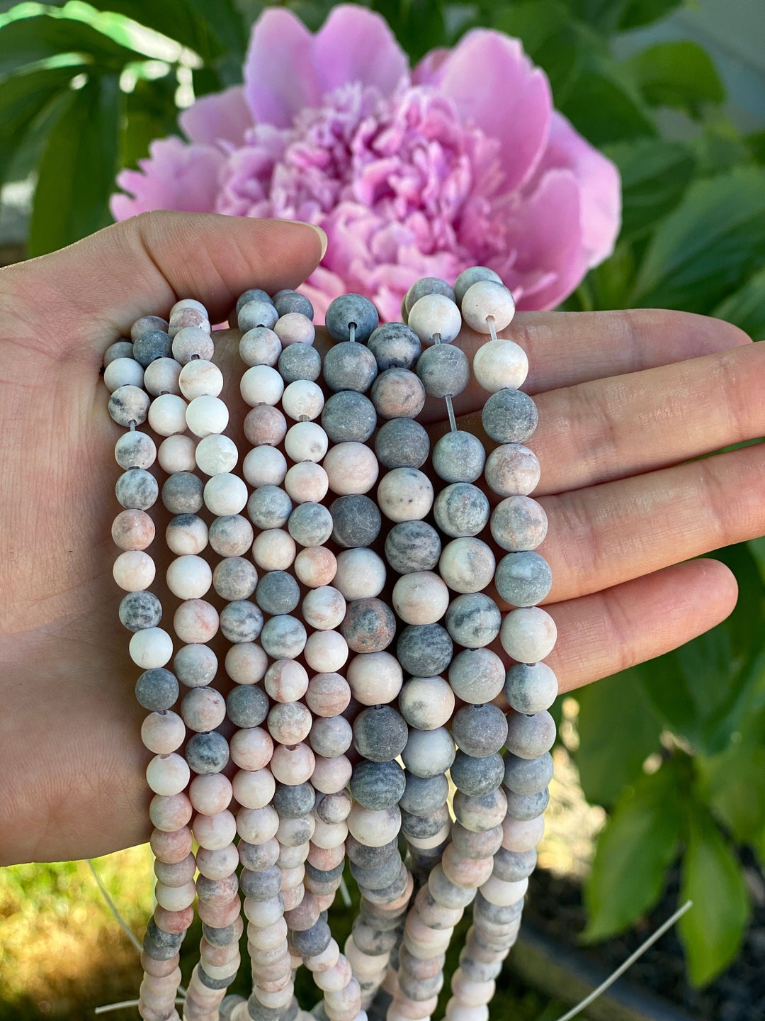Pink Zebra Jasper Beads Frosted Matte Zebra Jasper 15in - Etsy