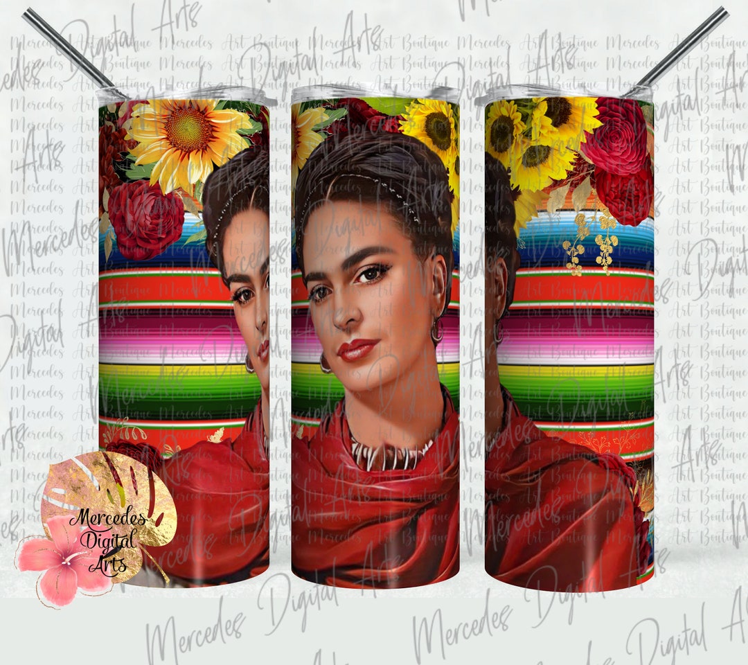 Frida Kahlo Tumbler Frida Red Shawl Sarape. Personalizable Skinny Stainless Steel Tumbler - Etsy