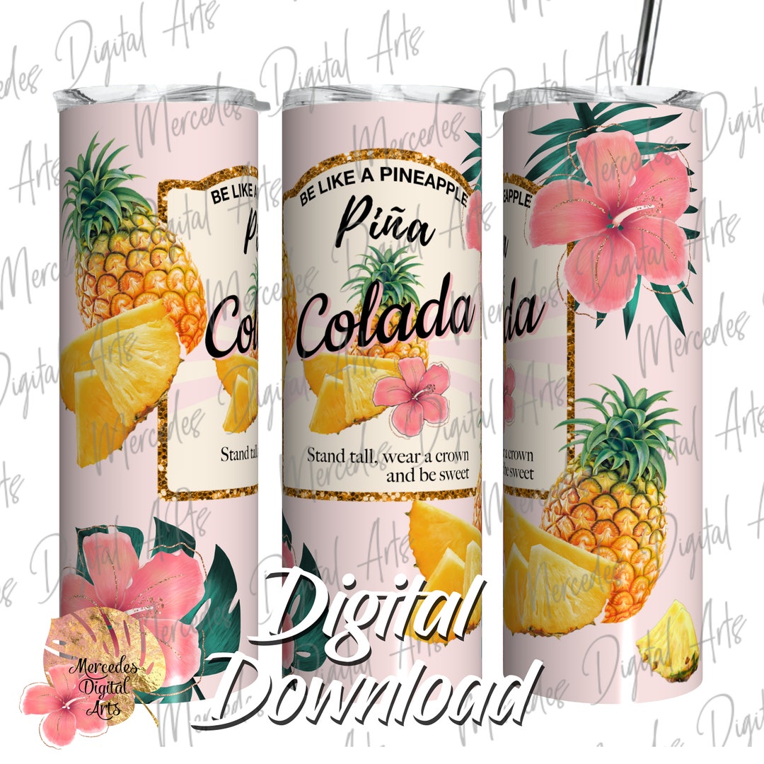Pina Colada Hibiscus Wrapper 20oz Skinny Straight Tumbler Template ...