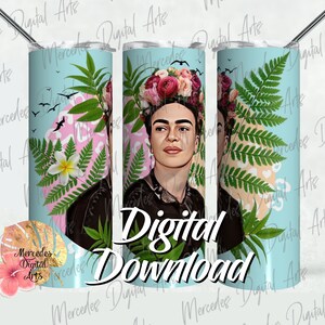 Frida Kahlo PNG Wrap. Frida's Sky 20oz Skinny Straight Tumbler Template ...