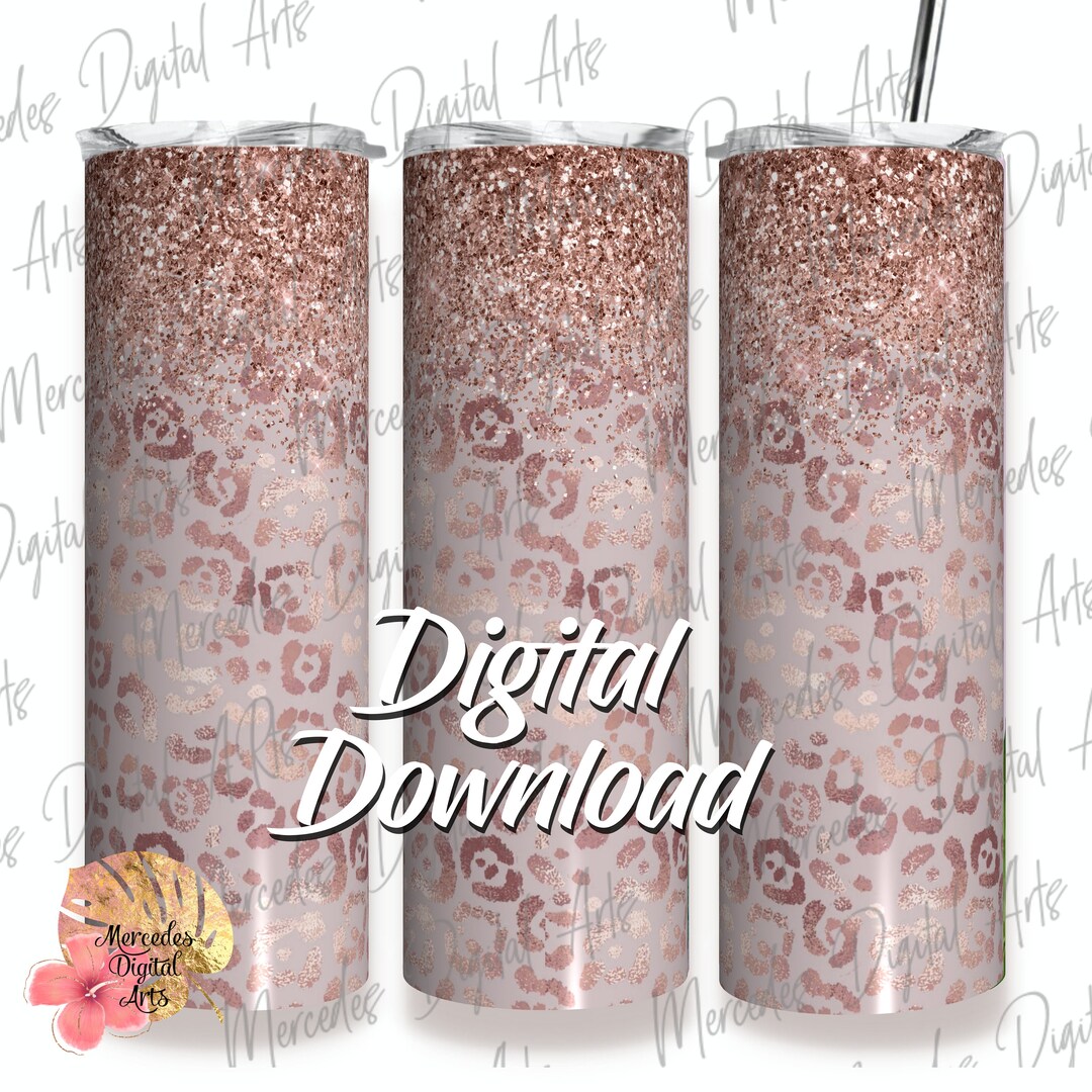 Cheetah Rose Gold PNG Wrap 20oz Skinny Straight Tumbler Template ...