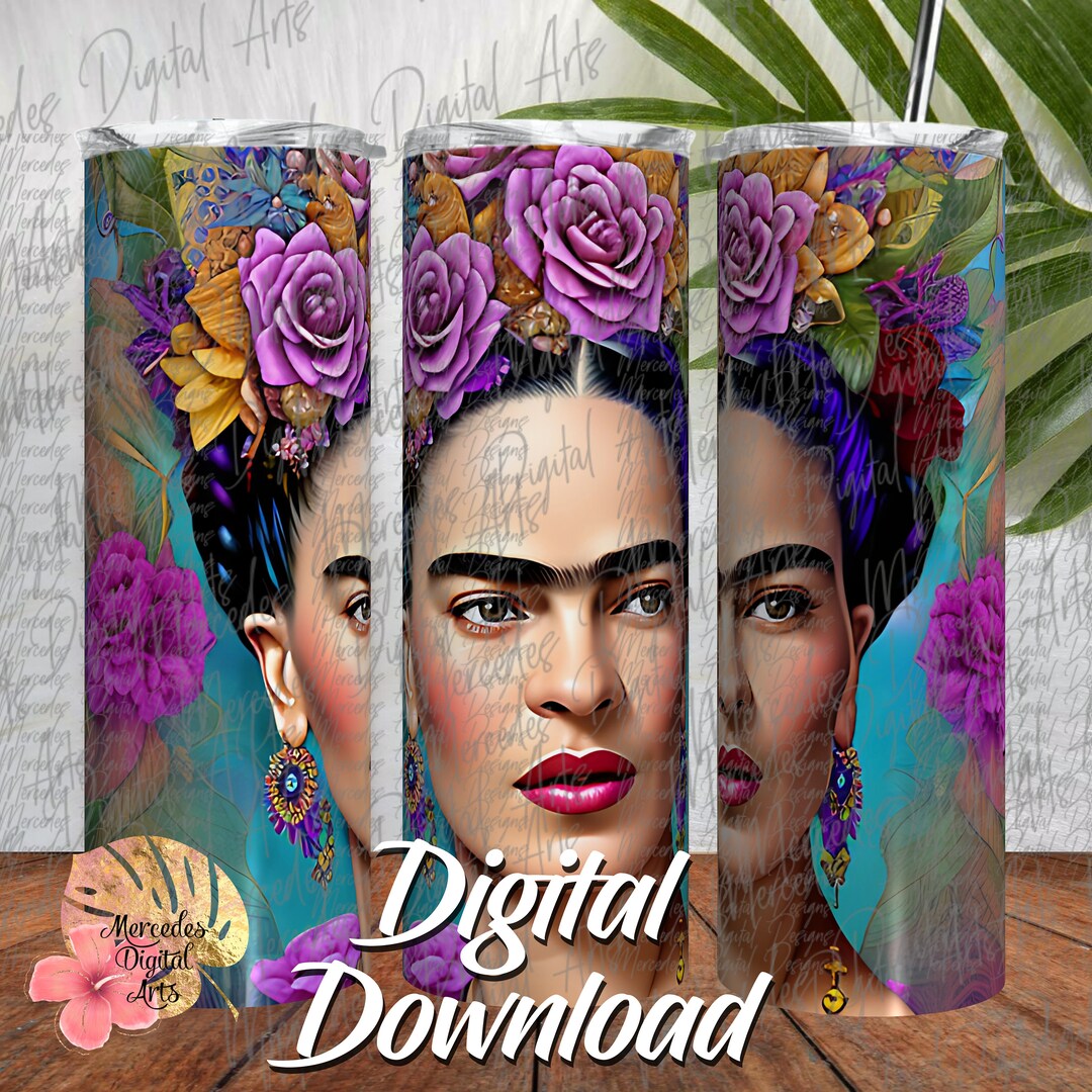Frida Kahlo PNG Wrap. Frida Mexican Illustration 20 Oz Skinny Straight ...