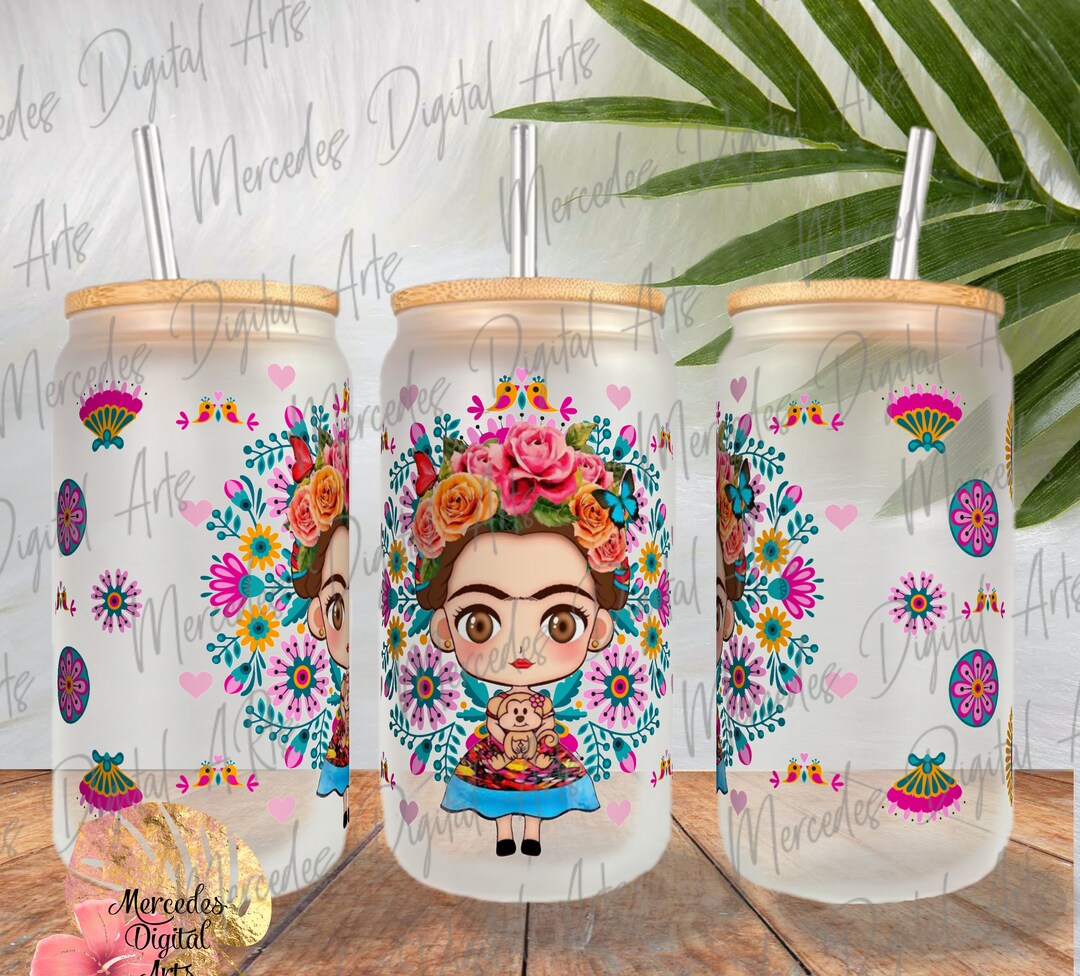 Frida Kahlo Glass Libby Cup With Bamboo Lid, Little Frida Frida Cup ...