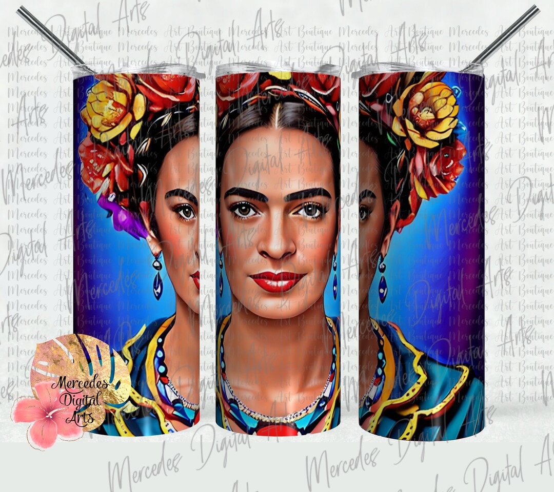 Frida Kahlo Tumbler Frida. Turquesa. Personalizable Skinny Stainless ...