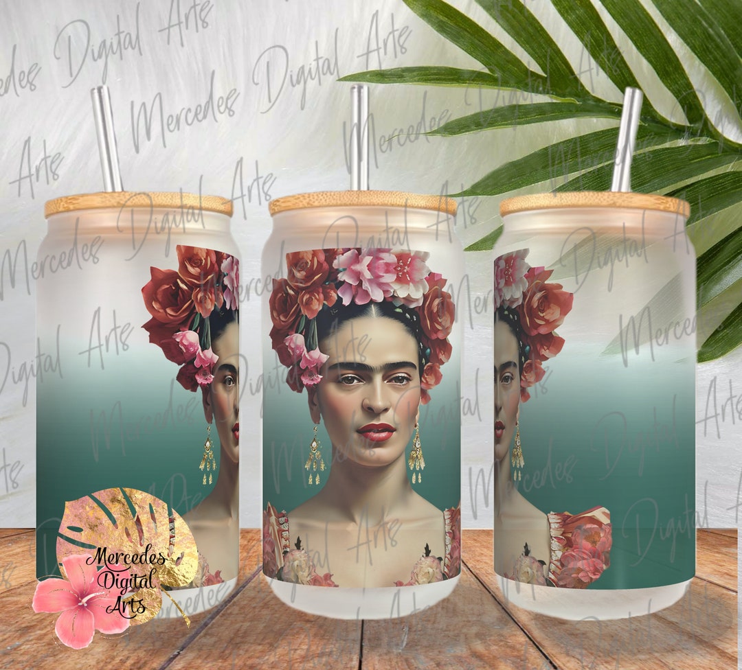Frida Kahlo Tumbler Frida Roses and Butterflies Glass Tumbler, Frida ...