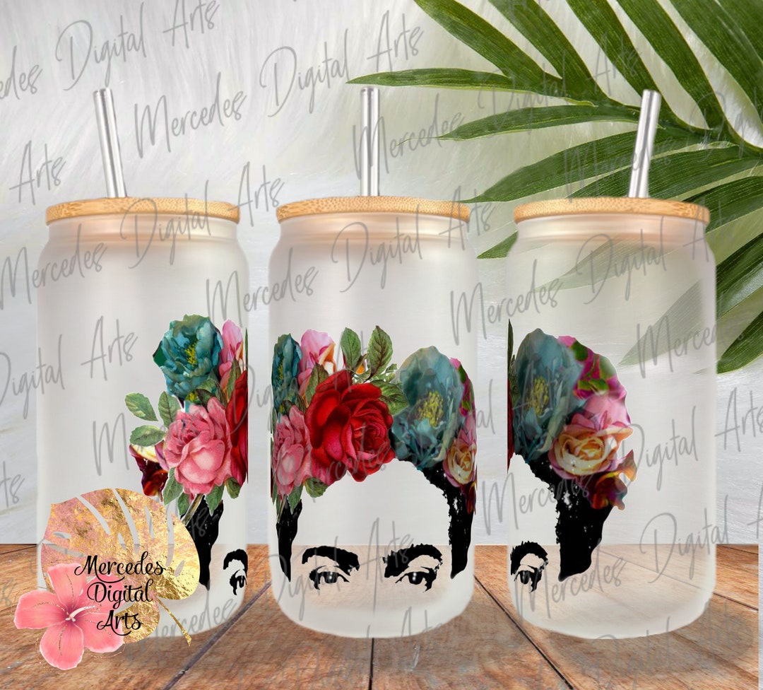 Frida Kahlo Tumbler Frida Roses Glass Tumbler Frida Cup - Etsy