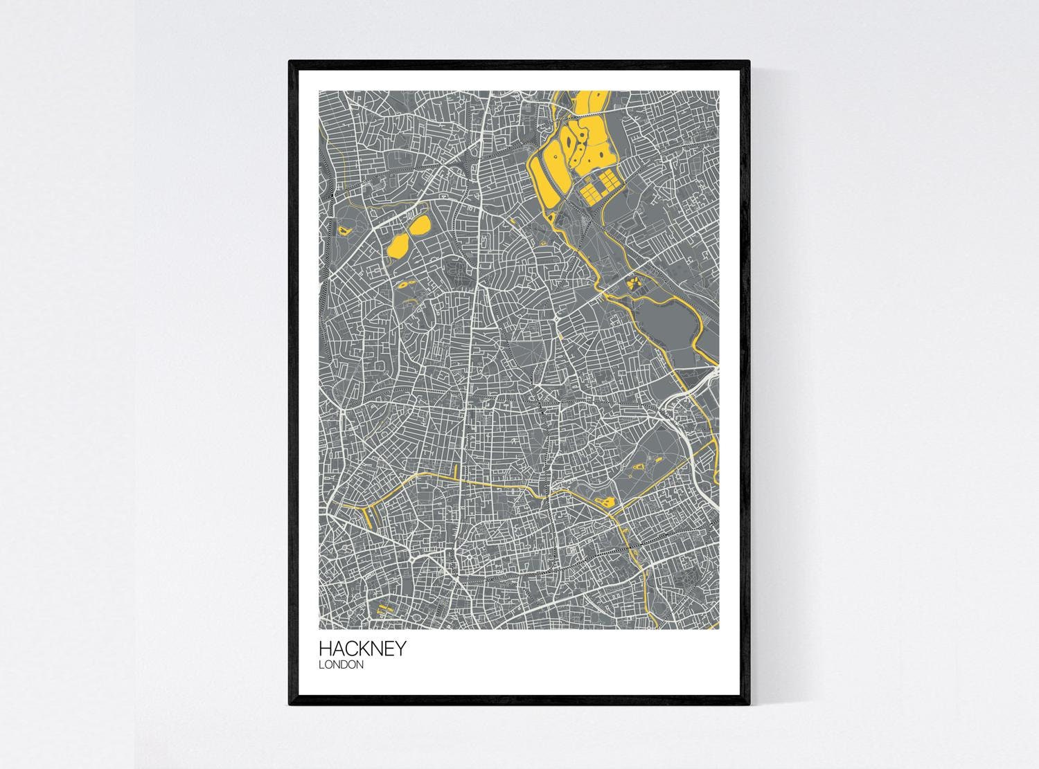 Hackney London Map Art Print Many Colours 350gsm Art | Etsy UK