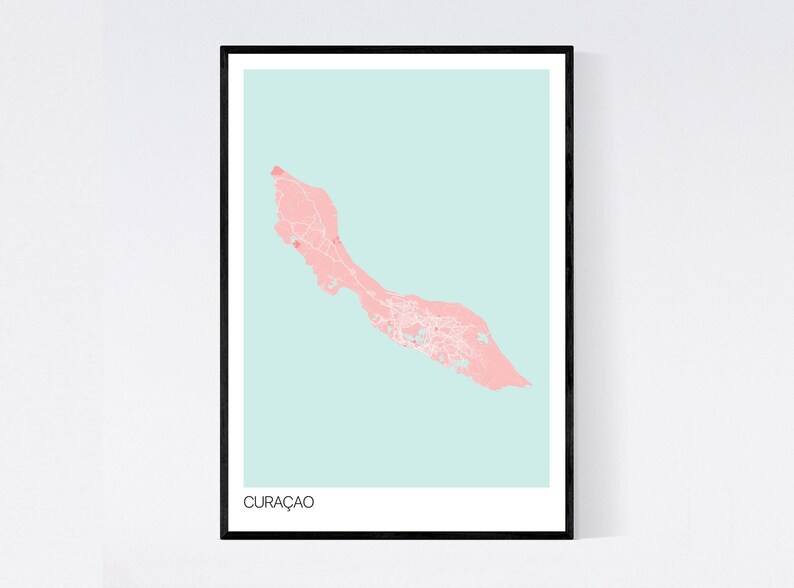 Curaçao Island Map Art Print Many Styles 350gsm Art | Etsy