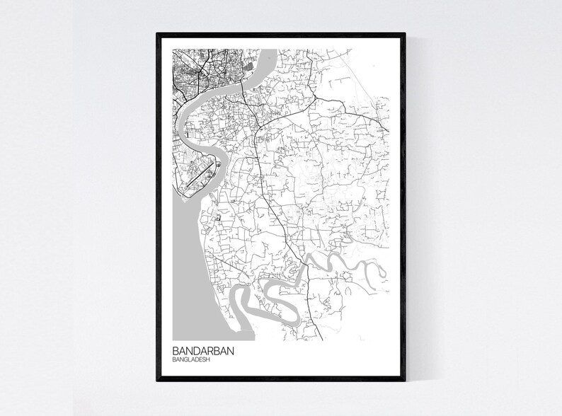 Bandarban Bangladesh Map Art Print Many Styles Art - Etsy