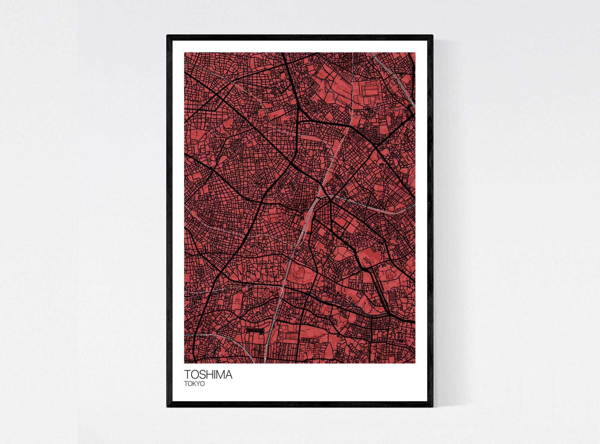 Toshima Tokyo Map Print Many Colours Fast Delivery | Etsy