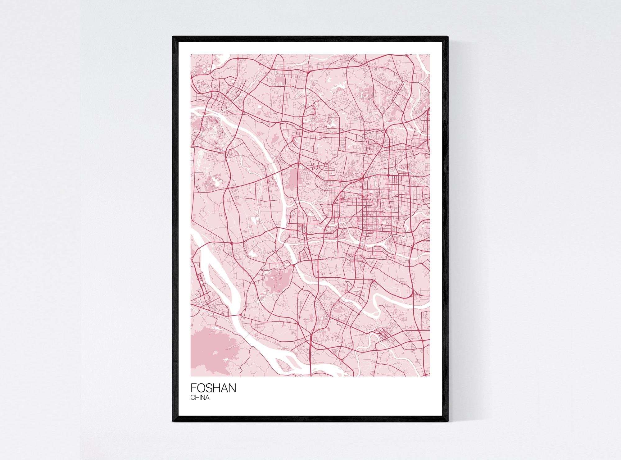 Foshan China Map Art Print Many Styles Art Quality Paper | Etsy