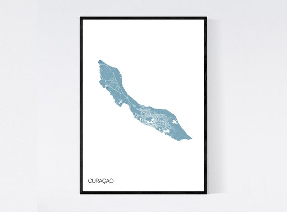 Curaçao Island Map Art Print Many Styles 350gsm Art | Etsy