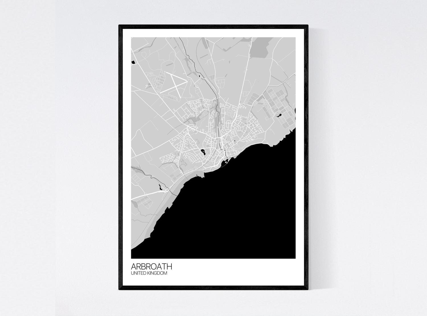 Arbroath Scotland City Map Art Print Many Styles 350gsm - Etsy UK