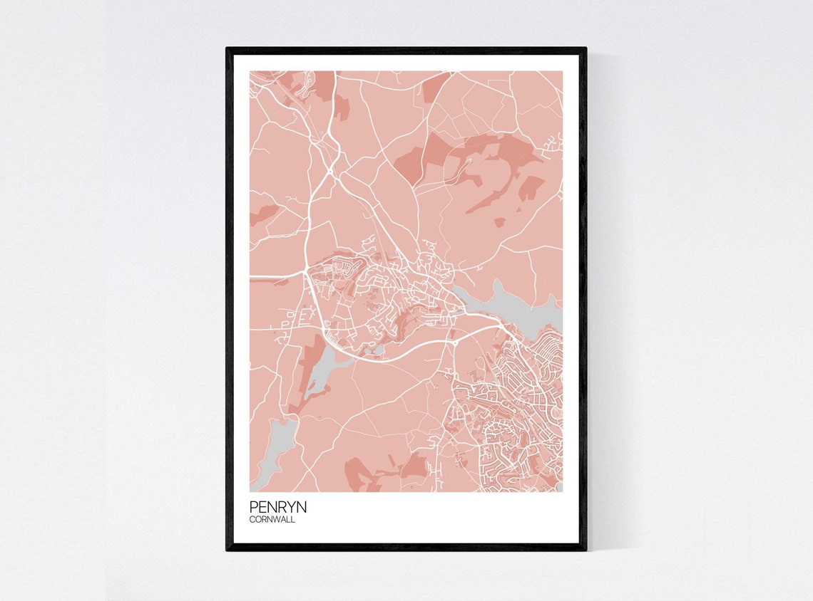 Penryn Cornwall Map Art Print Many Colours 350gsm Art | Etsy