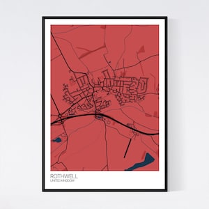 Rothwell England Town Map Art Print Many Styles 350gsm - Etsy
