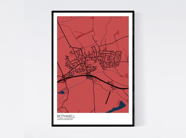 Rothwell England Town Map Art Print Many Styles 350gsm - Etsy