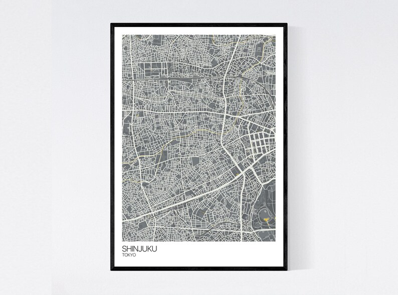 Shinjuku Tokyo Map Print Many Colours Fast Delivery - Etsy
