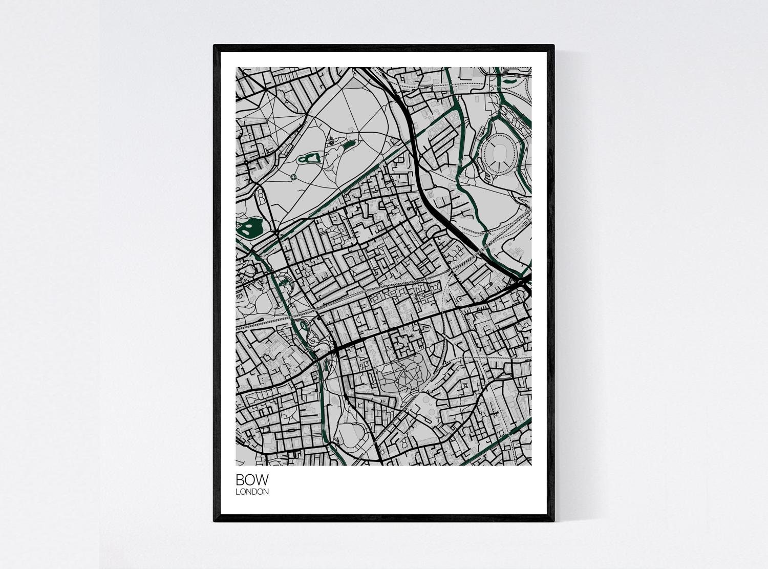 Bow London Map Art Print Many Colours 350gsm Art Quality | Etsy