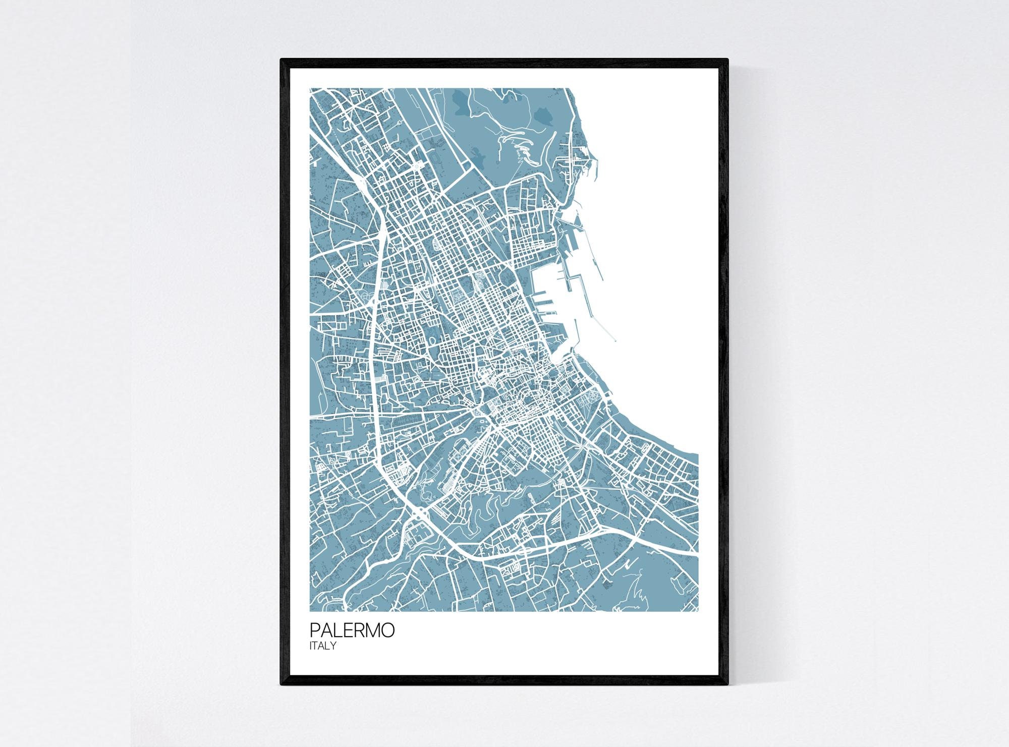 Palermo Italy Map Art Print Many Colours 350gsm Art | Etsy