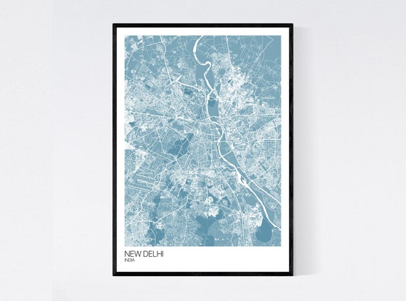 New Delhi India Map Art Print Many Styles Art Quality | Etsy