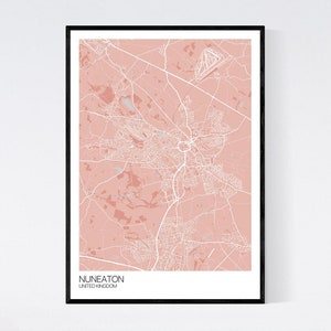 Nuneaton United Kingdom City Map Art Print Many Colours - Etsy