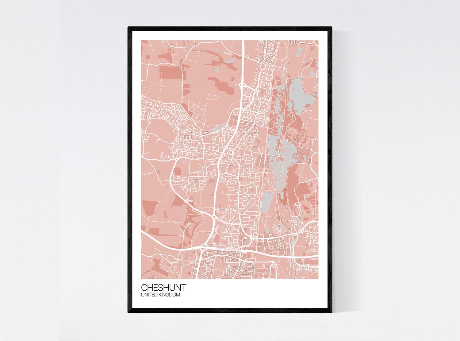 Cheshunt United Kingdom Map Print Many Colours Fast | Etsy