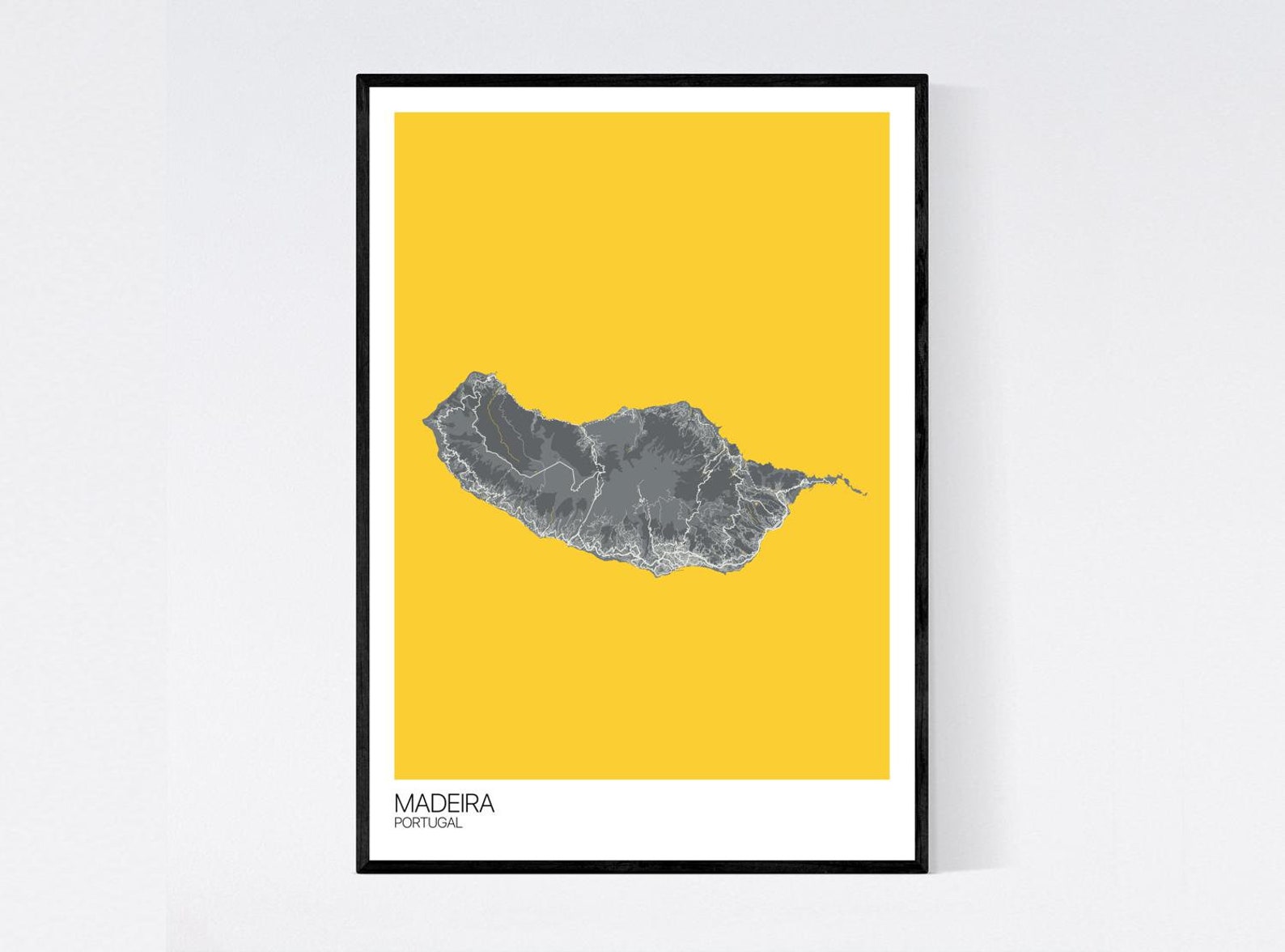 Madeira Portugal Island Map Art Print Many Colours 350gsm | Etsy