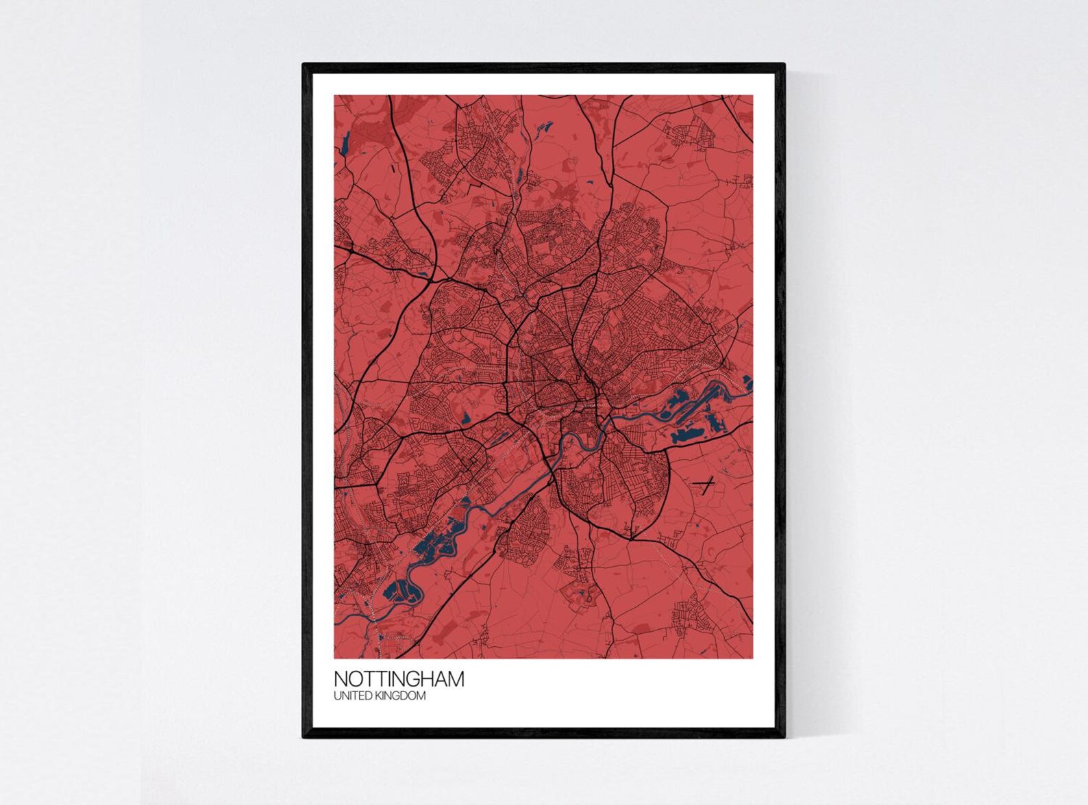 Nottingham Map Print Many Colours Fast Delivery Scandi - Etsy