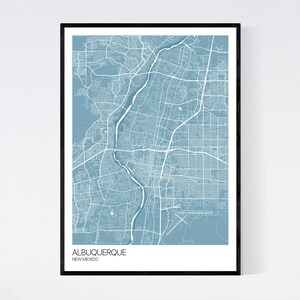 Albuquerque Map Print Many Colours Printed on Art Quality Paper Fast ...