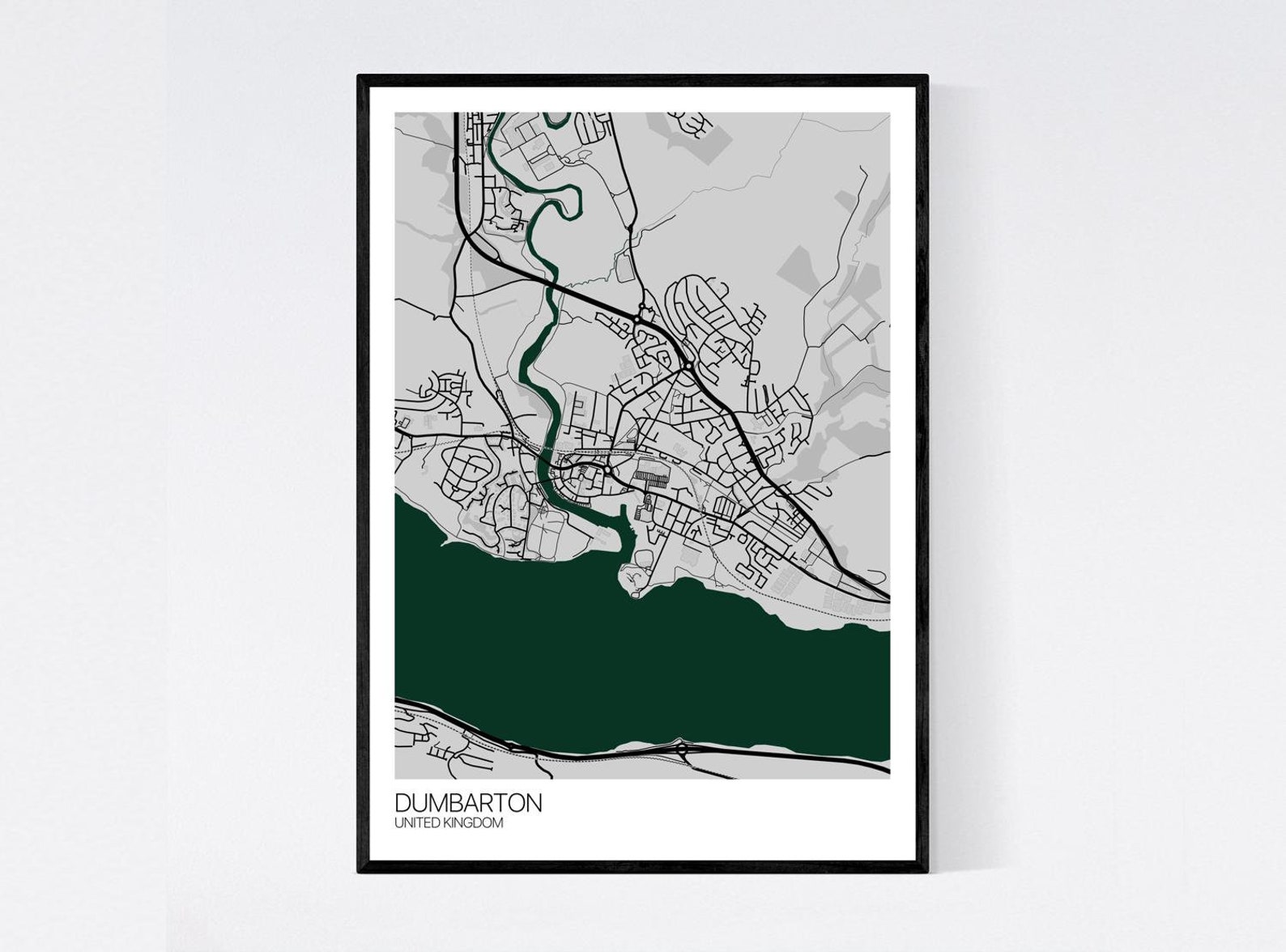 Dumbarton Scotland City Map Art Print Many Styles 350gsm - Etsy UK