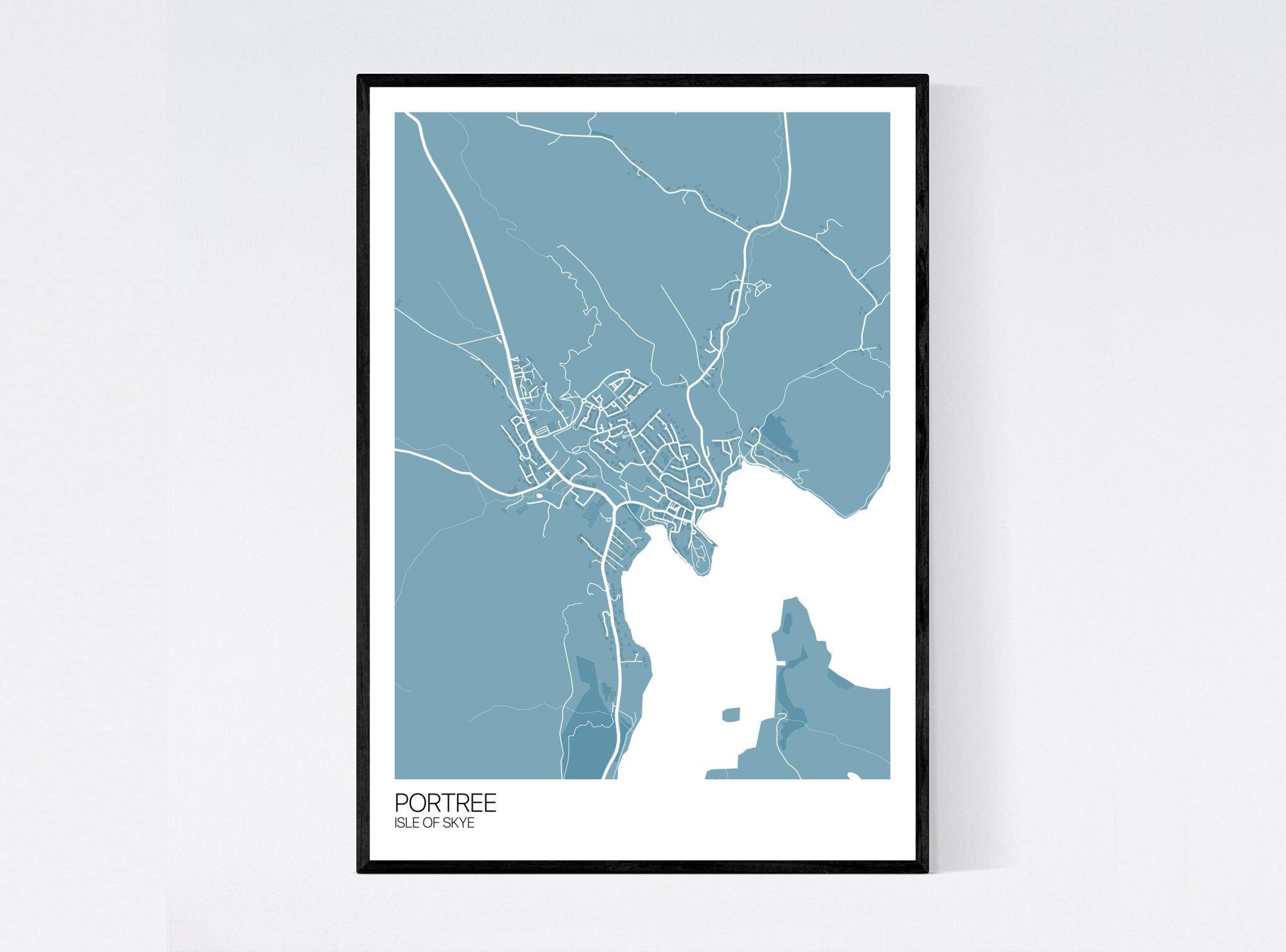 Portree Isle of Skye Map Art Print Many Colours 350gsm | Etsy