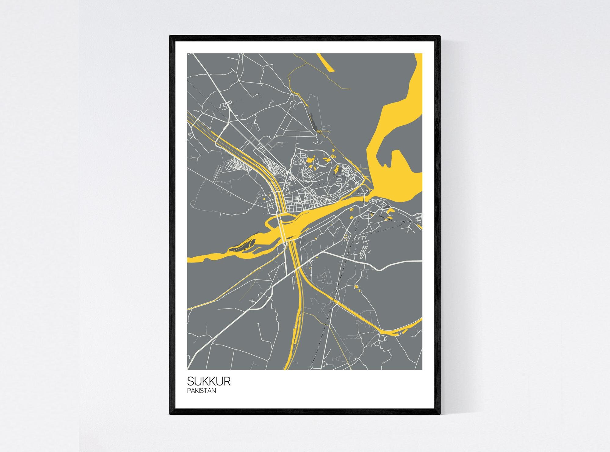 Sukkur Pakistan Map Art Print Many Styles Art Quality | Etsy