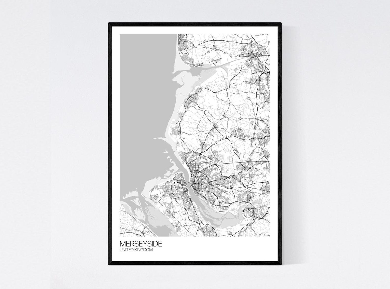 Merseyside England Map Art Print Many Styles 350gsm Art - Etsy