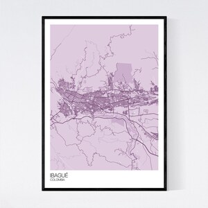 Ibague, Colombia Map Art Print Many Styles 350gsm Art Quality Paper ...