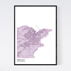 Brixham, United Kingdom Map Art Print - Many Colours - 350gsm Art ...