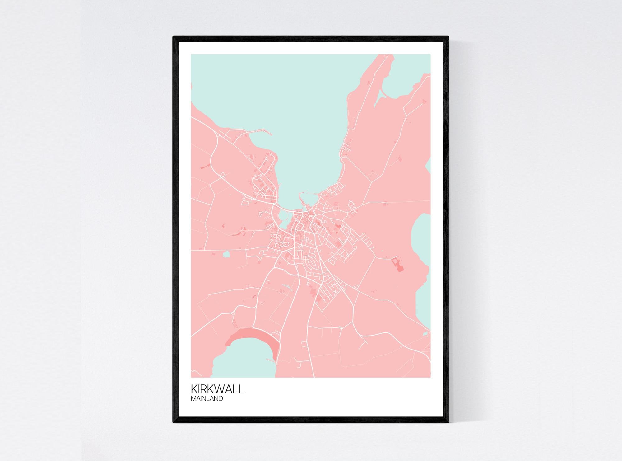 Kirkwall Orkney Map Art Print Many Colours 350gsm Art | Etsy