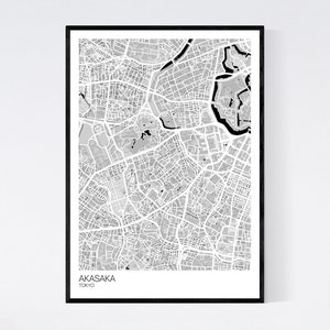 Akasaka, Tokyo, Japan Map Print Many Colours Fast Delivery Scandi ...
